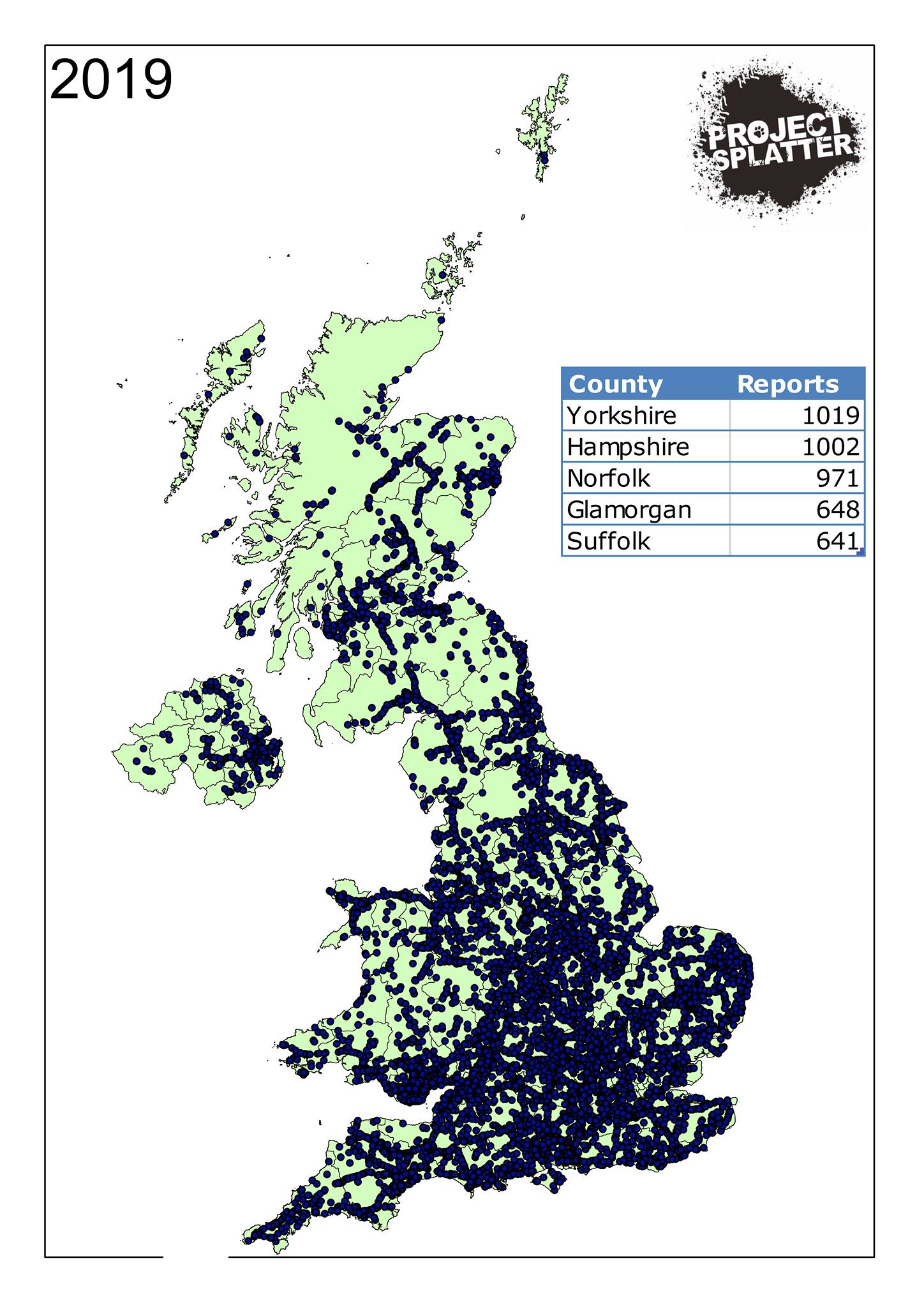Wildlife roadkill map: 2019 – Project Splatter